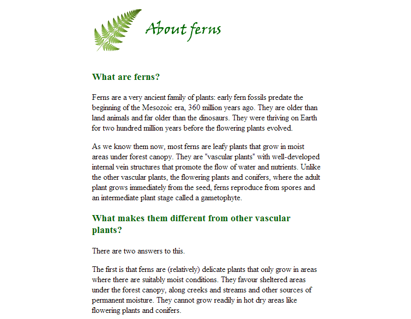 About Ferns - Content - ClassConnect