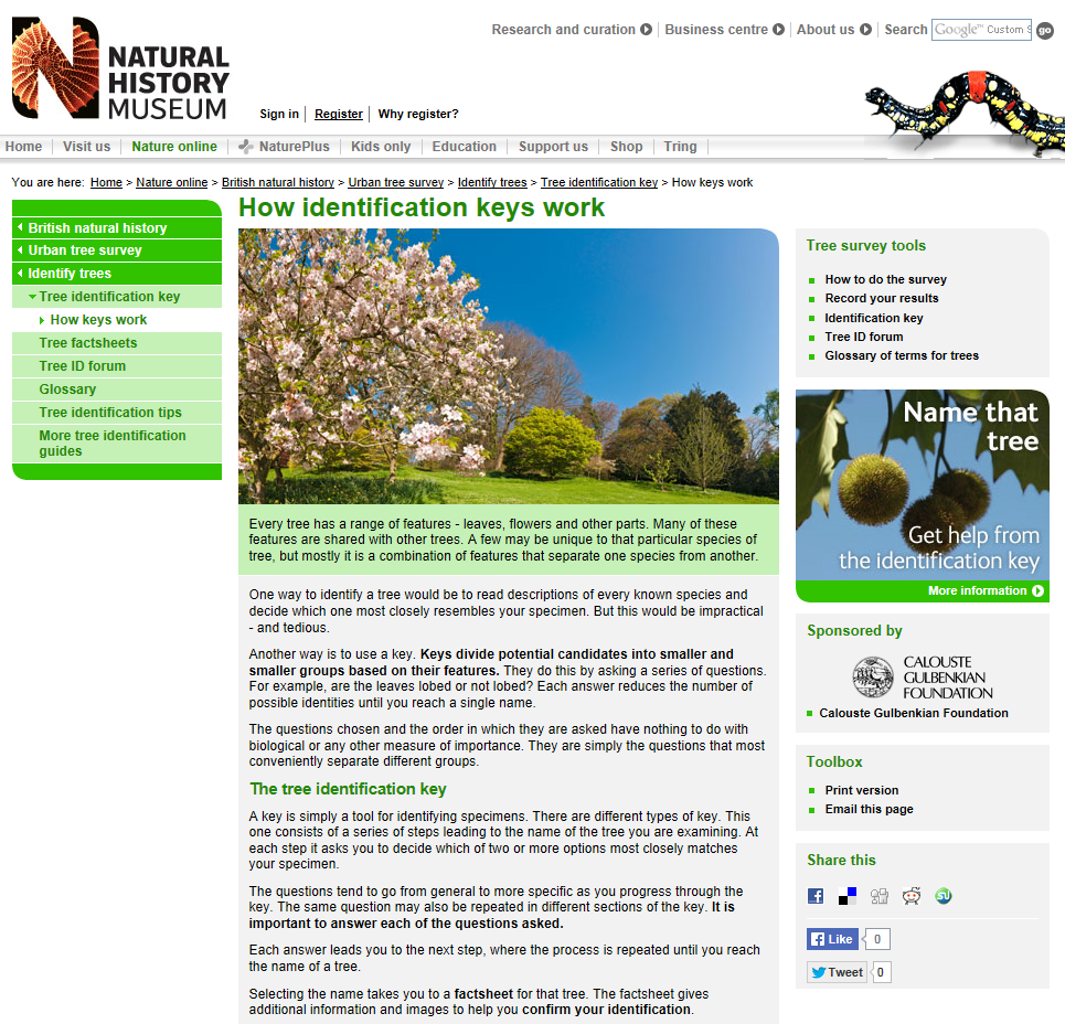 Identification keys - Content - ClassConnect