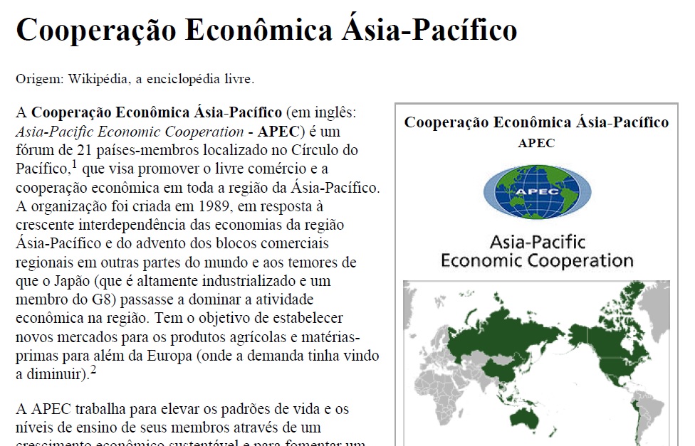 Cooperação Econômica Ásia-Pacífico - Content - ClassConnect